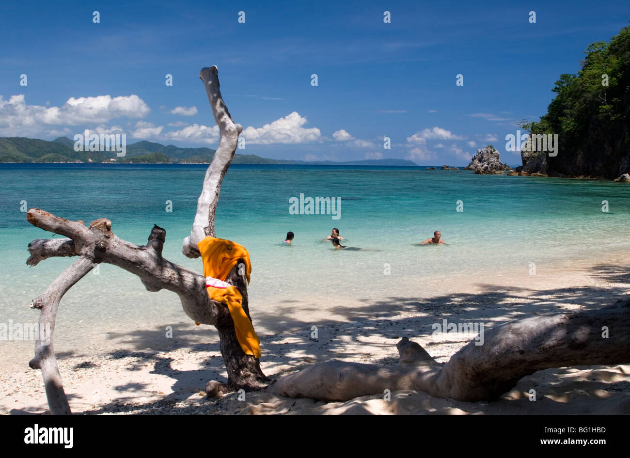 A tropical beach in one of the Calamian Islands in Palawan in the ...