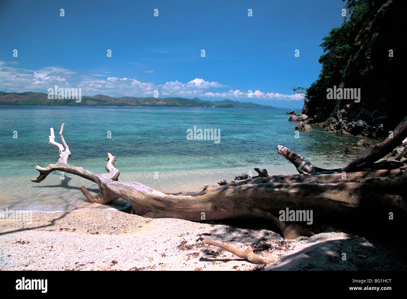 A tropical beach in one of the Calamian Islands in Palawan in the ...