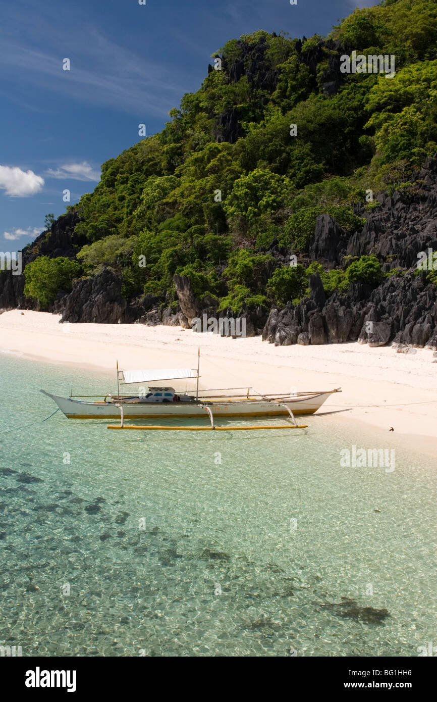 Pristine tropical beaches grace many of the Calamian Islands in Palawan ...