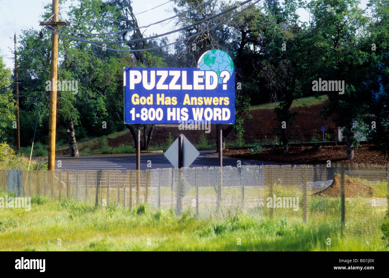 A small billboard just off the 101 freeway near Santa Rosa, California ...