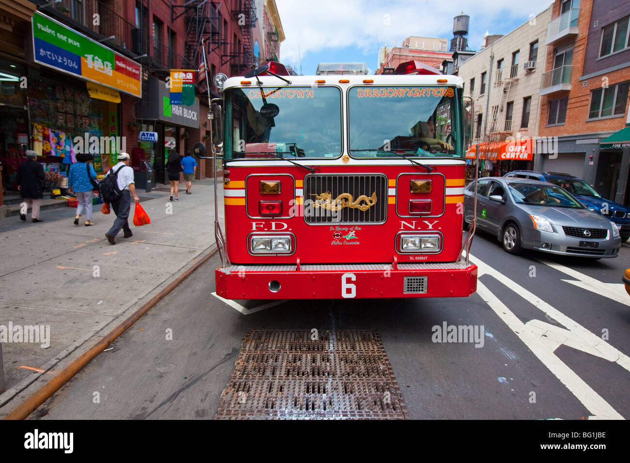Chinatown Firetruck in Chinatown in Manhattan, New York City Stock ...