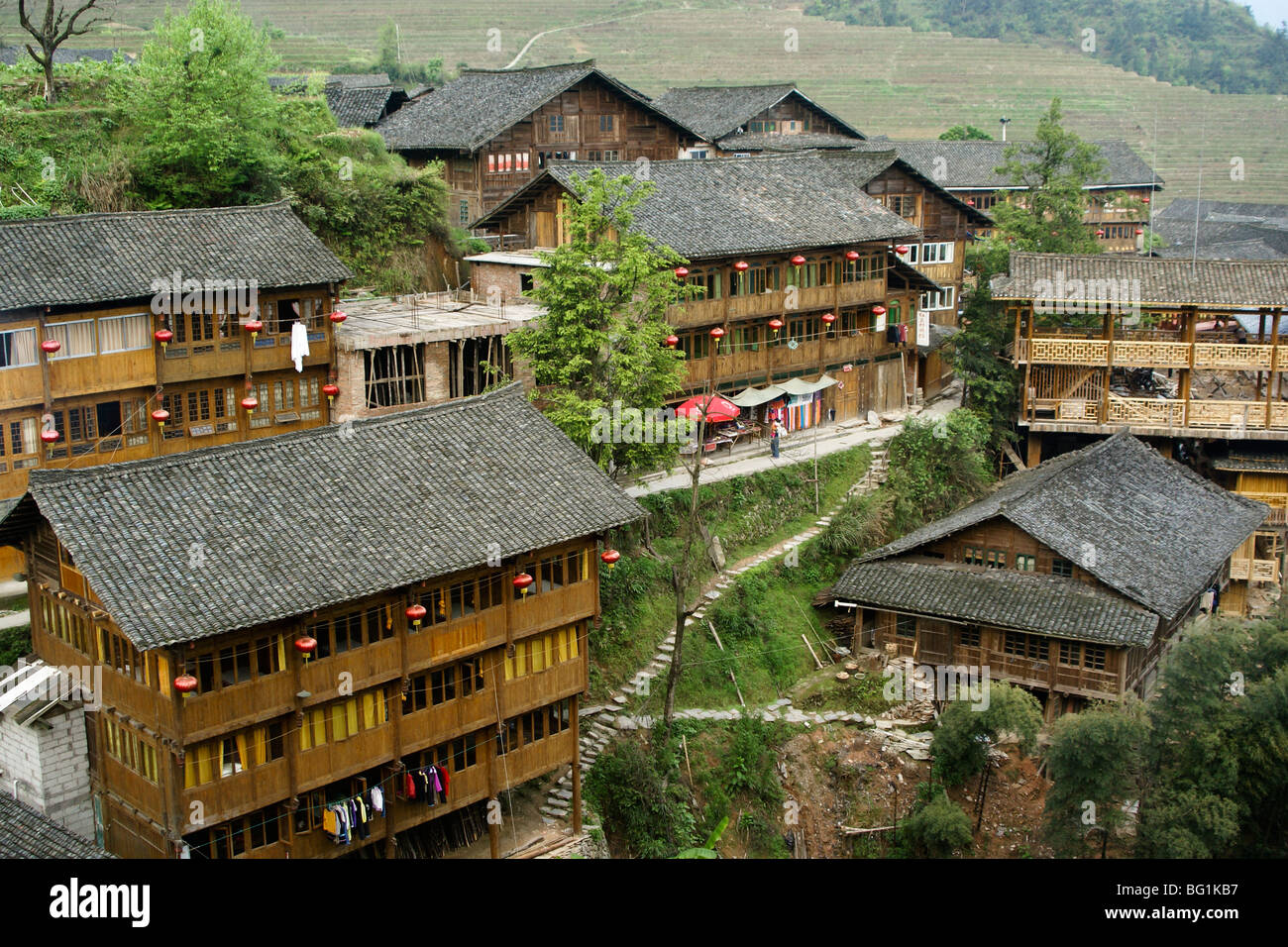Yao village of Ping'An, Guangxi, China Stock Photo - Alamy