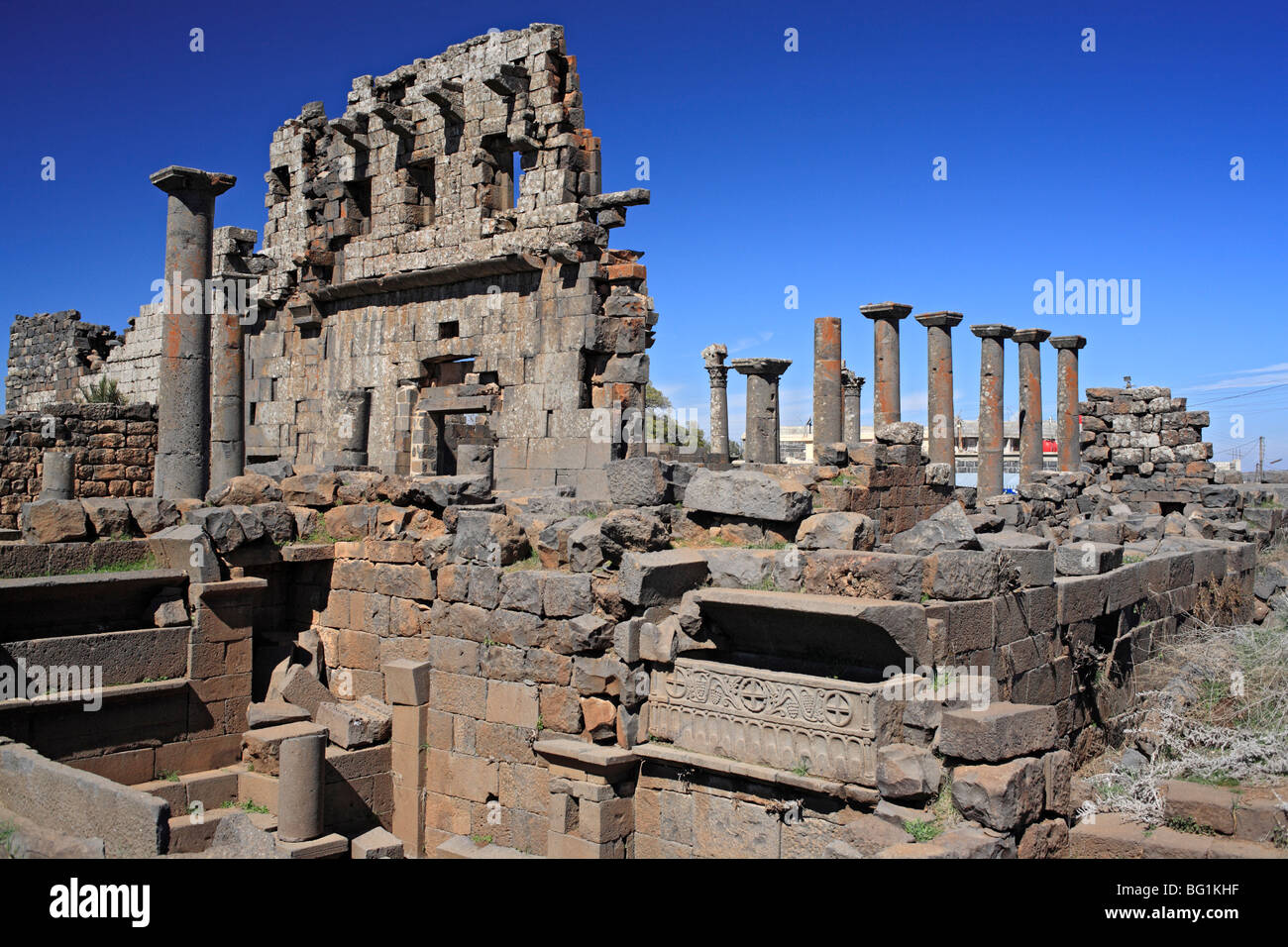 Es-Serai (Seraya), Basilica, Qanawat, Syria Stock Photo - Alamy