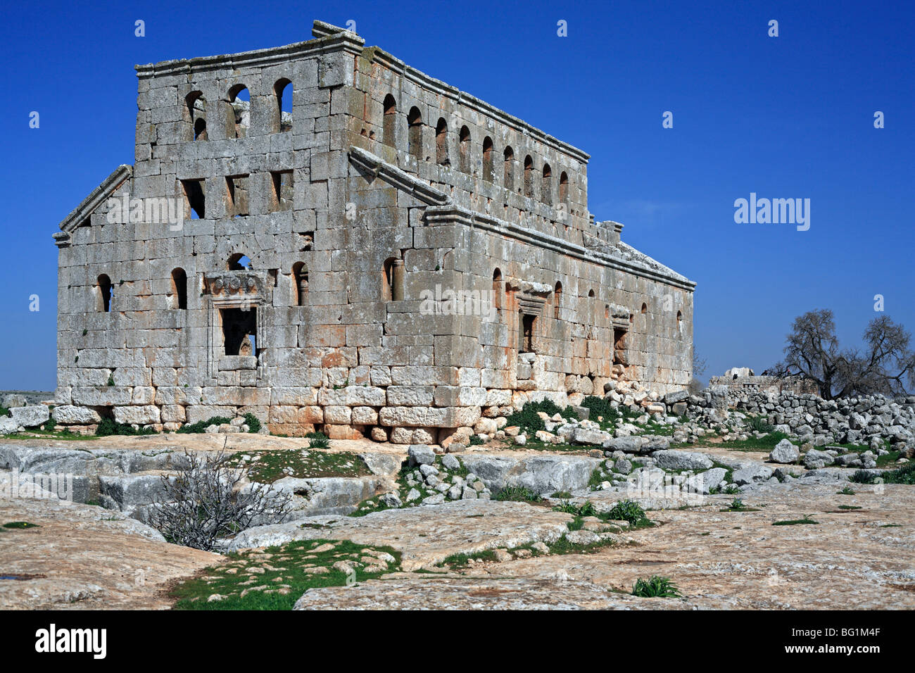 Byzantine church (5th century), Mushabbaq, near Aleppo, Syria Stock ...