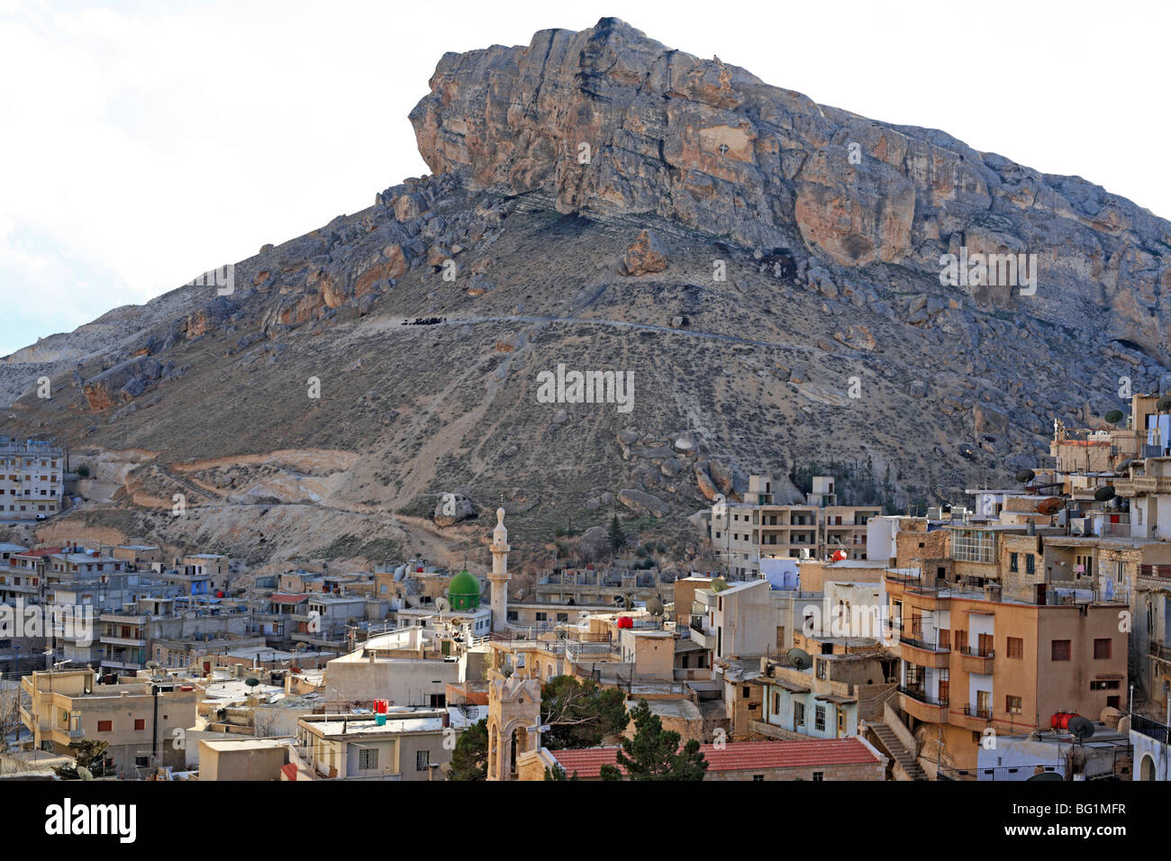 Maloula (Maalula) village with the monastery of Mar Sarkis (St. Sergius ...