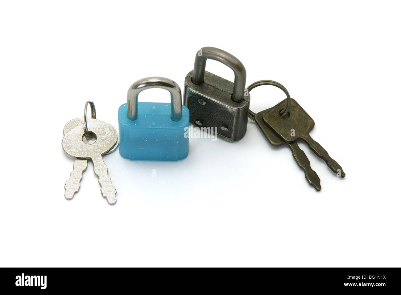 New and old pad locks isolated on white background Stock Photo - Alamy