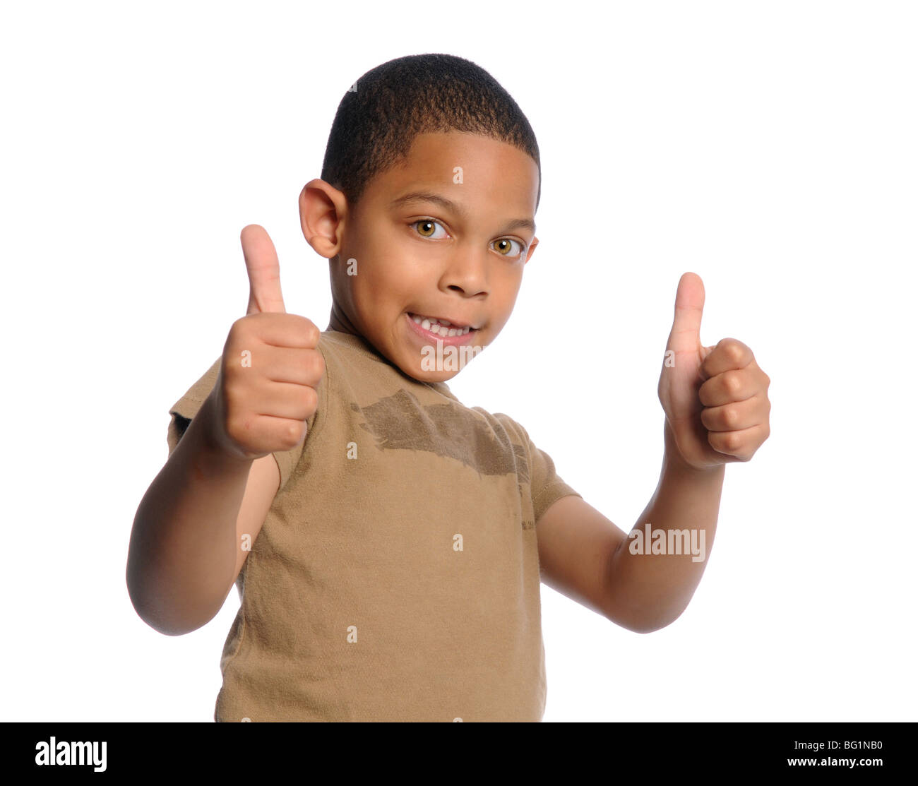 Young African American boy giving the thumbs up Stock Photo - Alamy