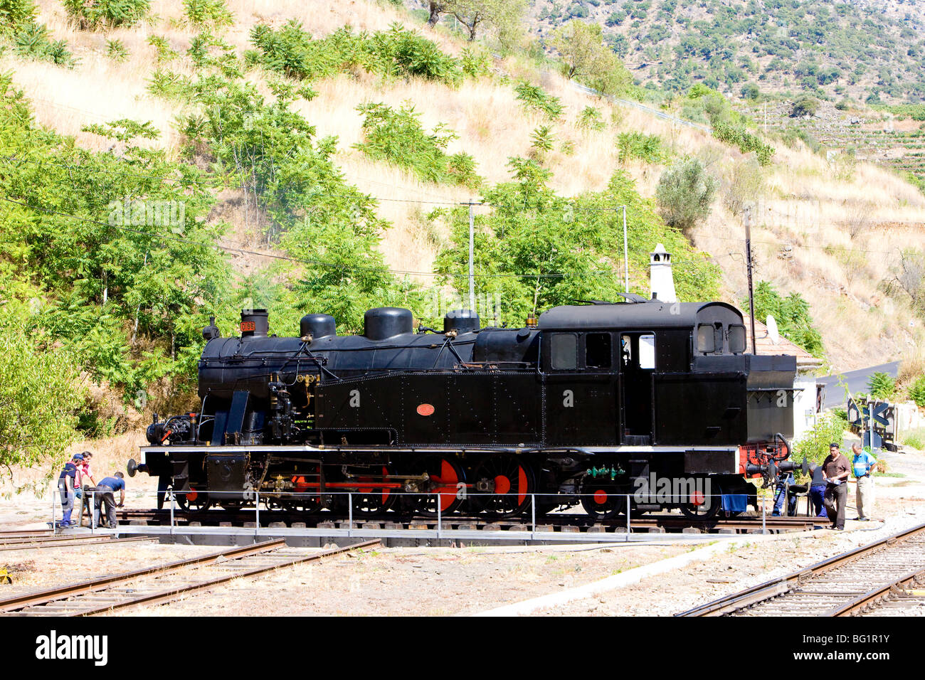 steam locomotive at railway station in Tua, Douro Valley, Portugal ...