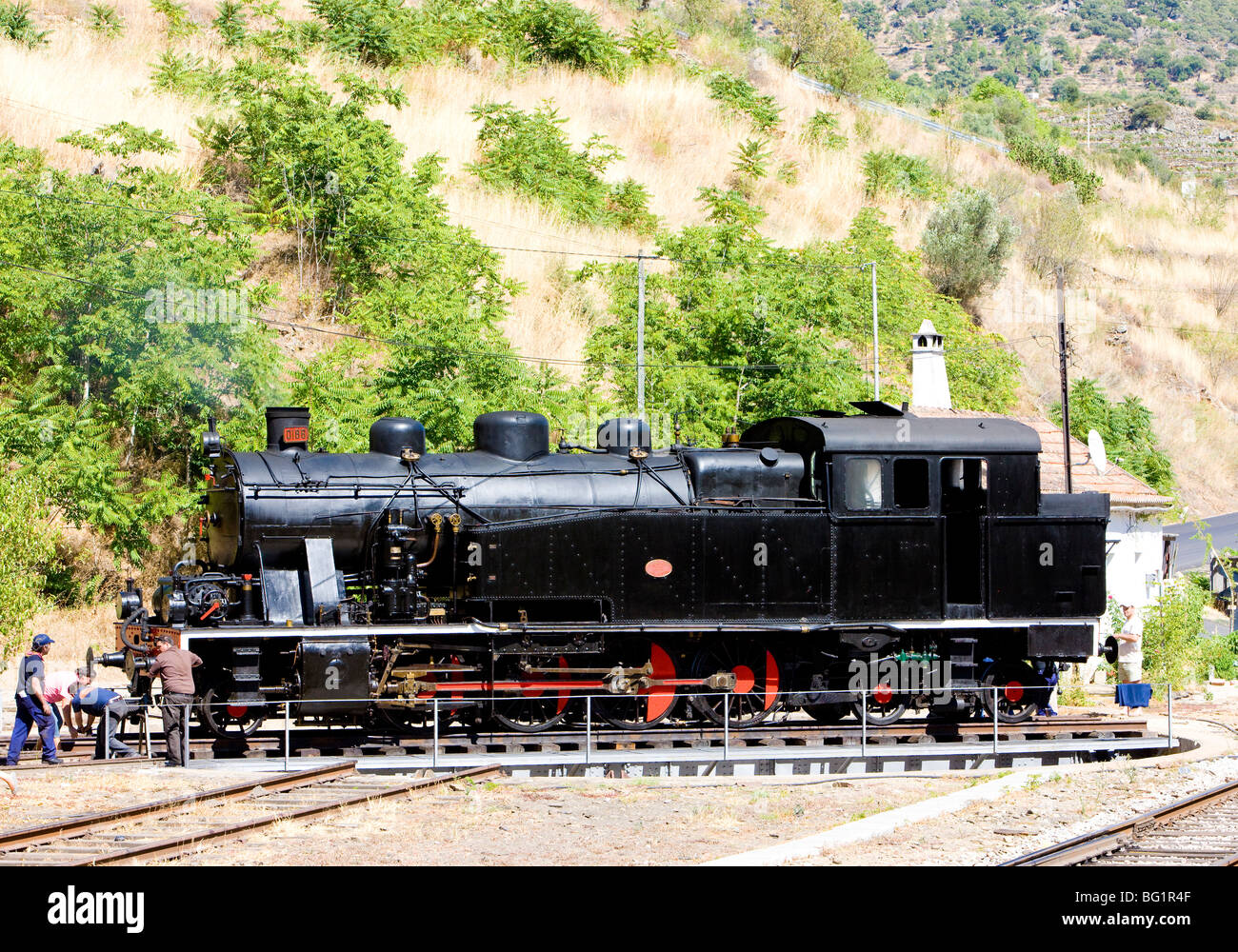 steam locomotive at railway station in Tua, Douro Valley, Portugal ...
