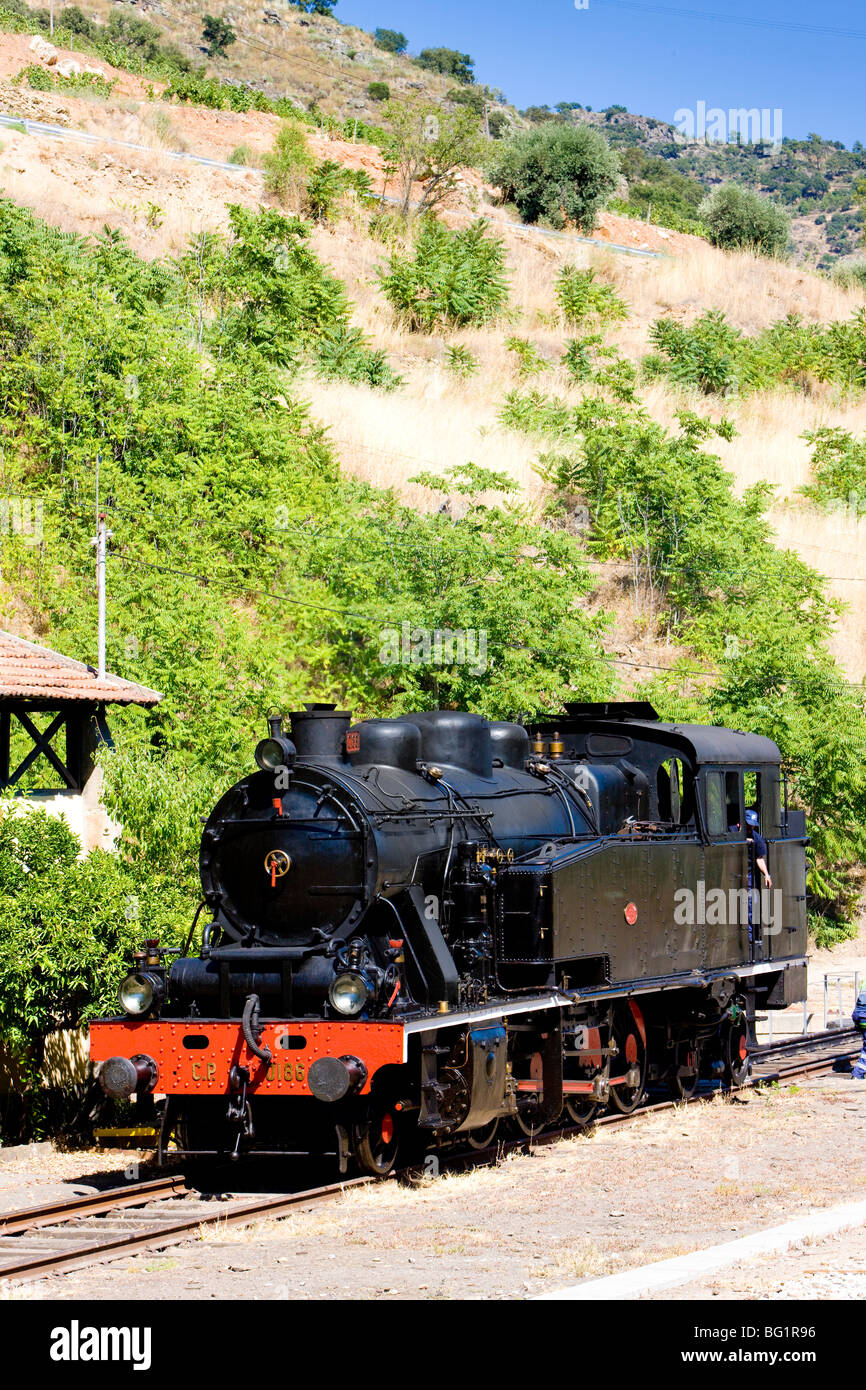 steam locomotive at railway station in Tua, Douro Valley, Portugal ...