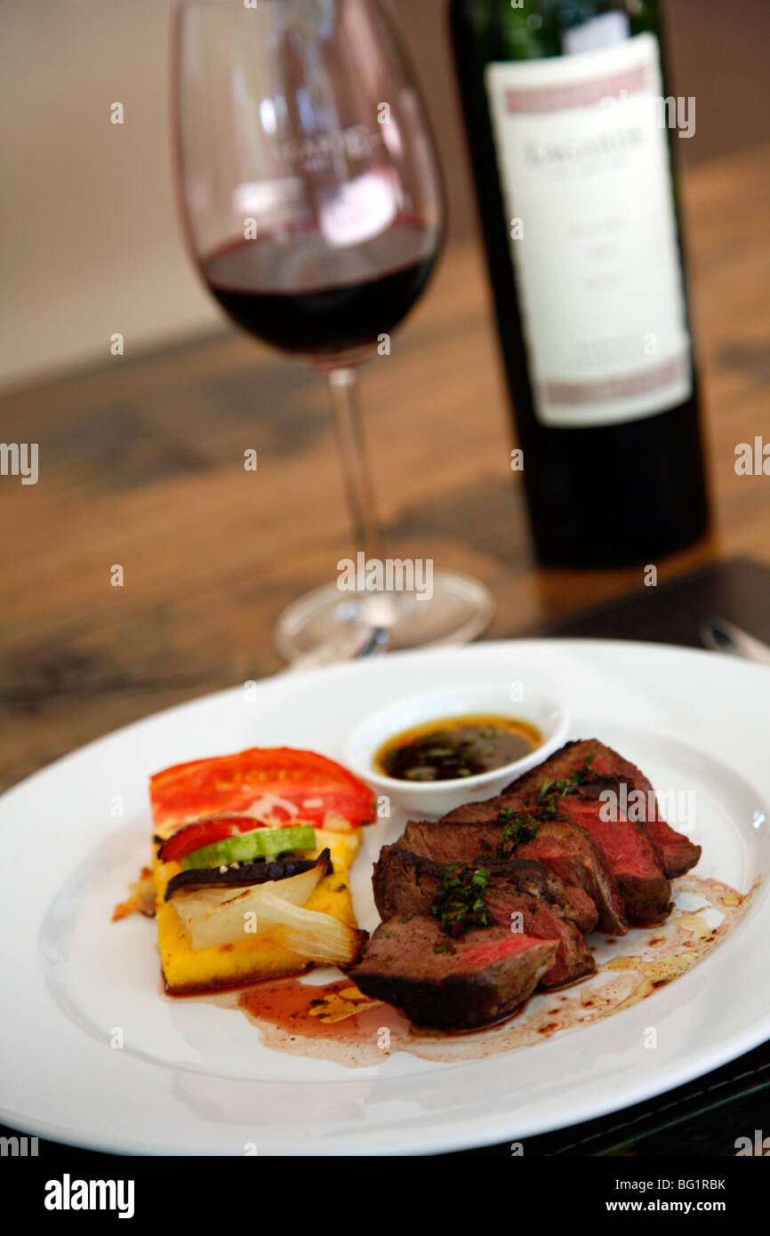 Filet mignon dish at the upmarket restaurant of Lagarde winery, Lujan ...