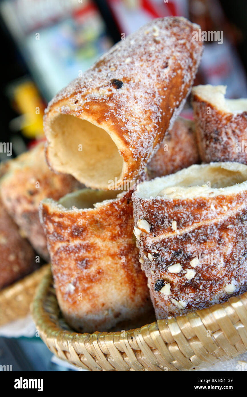 Trdelnik, a traditional sweet Czech pastry, Prague, Czech Republic ...