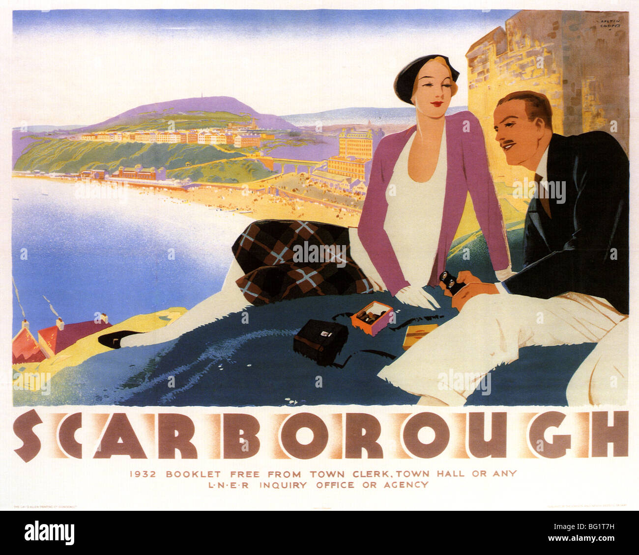 SCARBOROUGH 1920s poster promoting travel to the English seaside resort ...