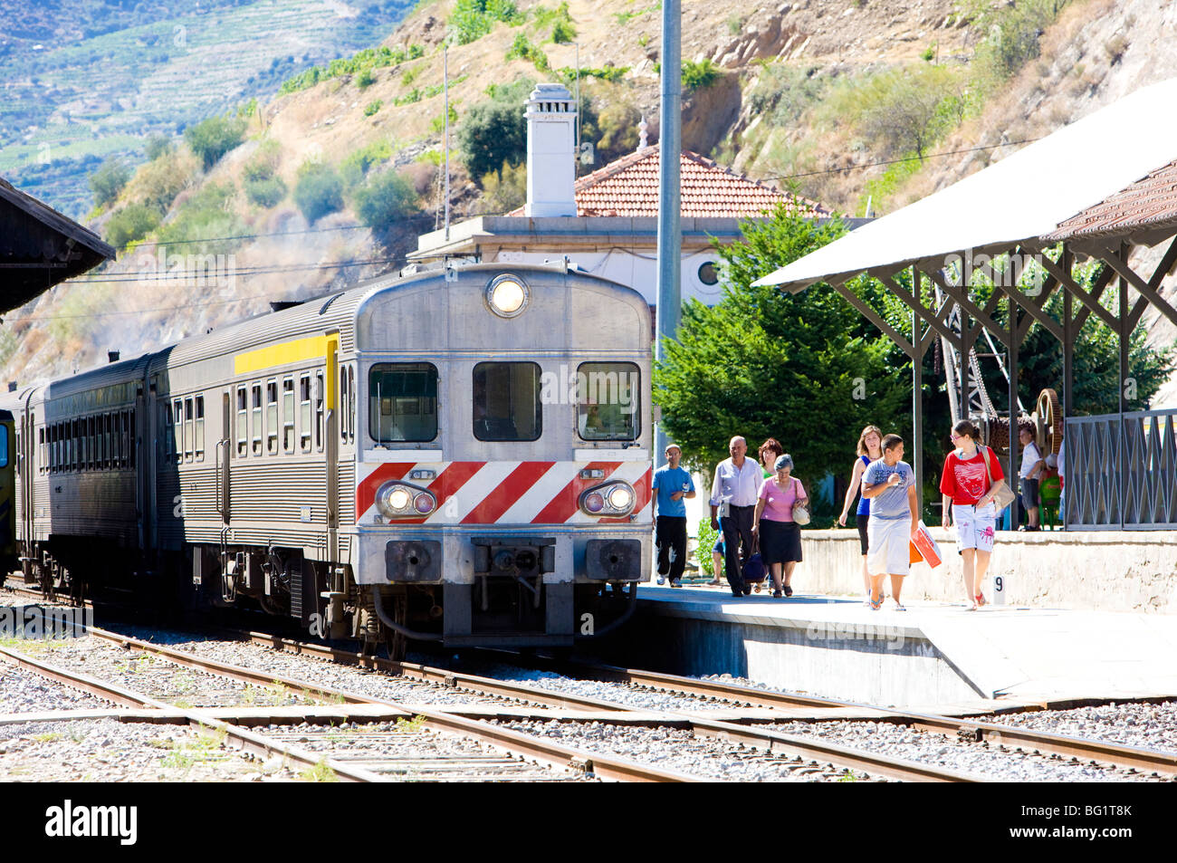 train at railway station of Tua, Douro Valley, Portugal Stock Photo - Alamy