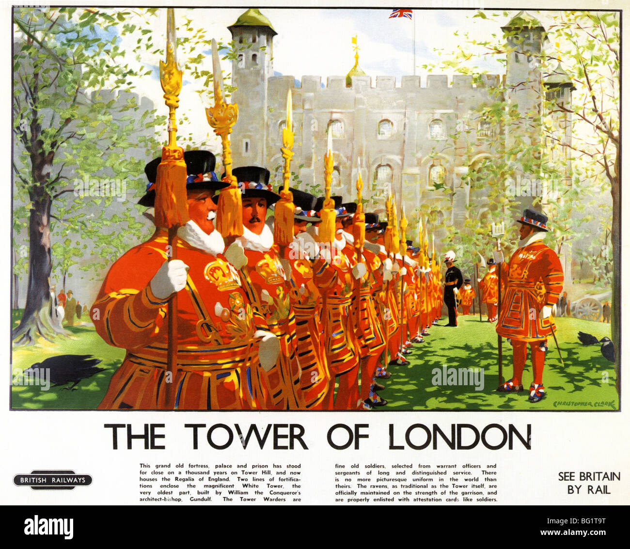 TOWER OF LONDON - 1930s British Railways advert Stock Photo - Alamy