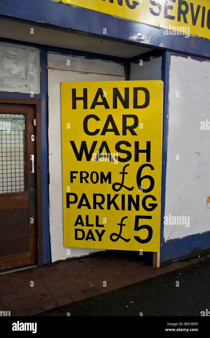 Hand car wash notice Stock Photo - Alamy