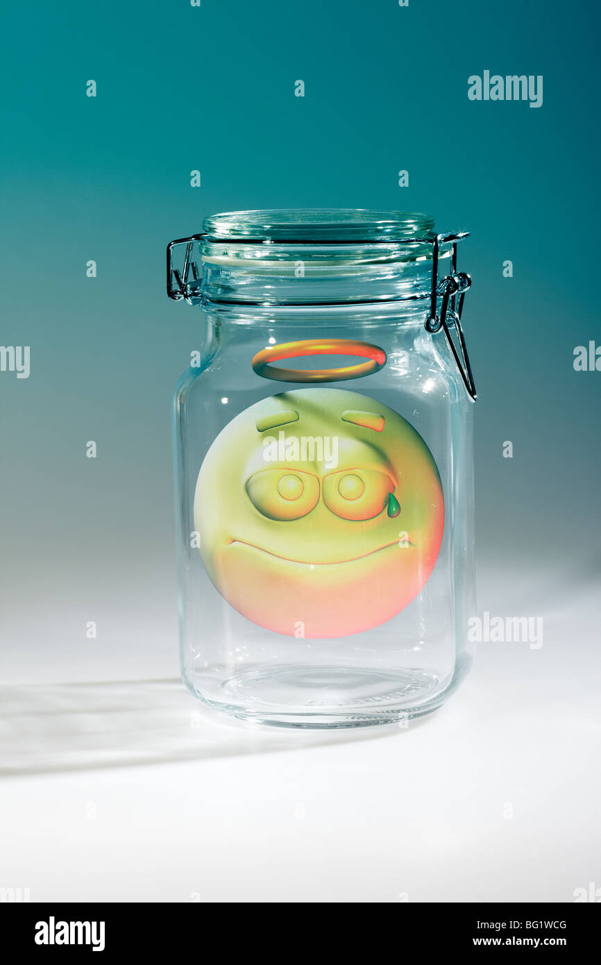 Emoticon Trapped inside a Kilner Jar Stock Photo - Alamy