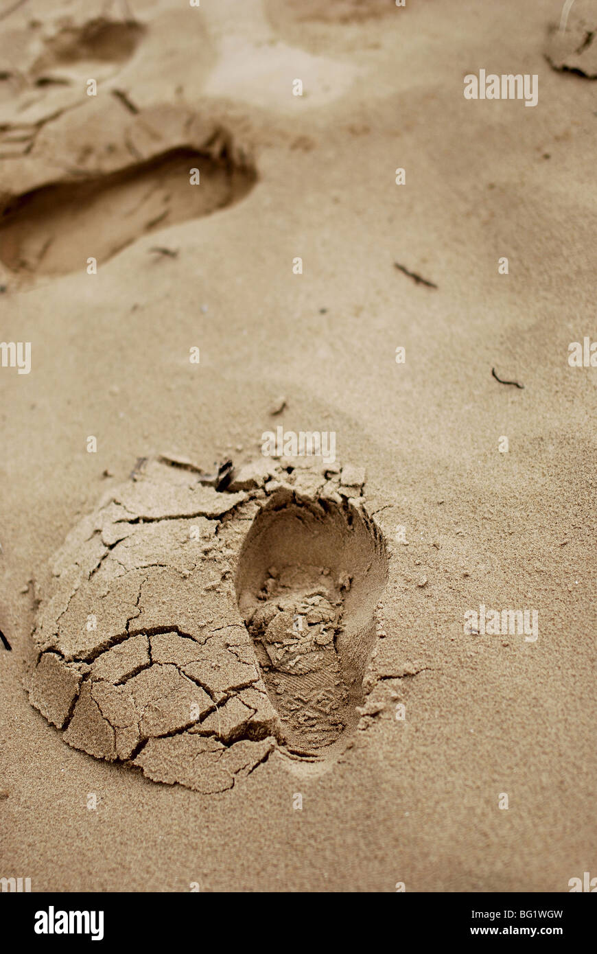 Footsteps in sand Stock Photo - Alamy