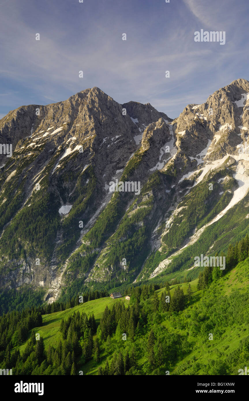 View of the Hoher Goll mountain range from the Rossfeld Panoramastrasse ...