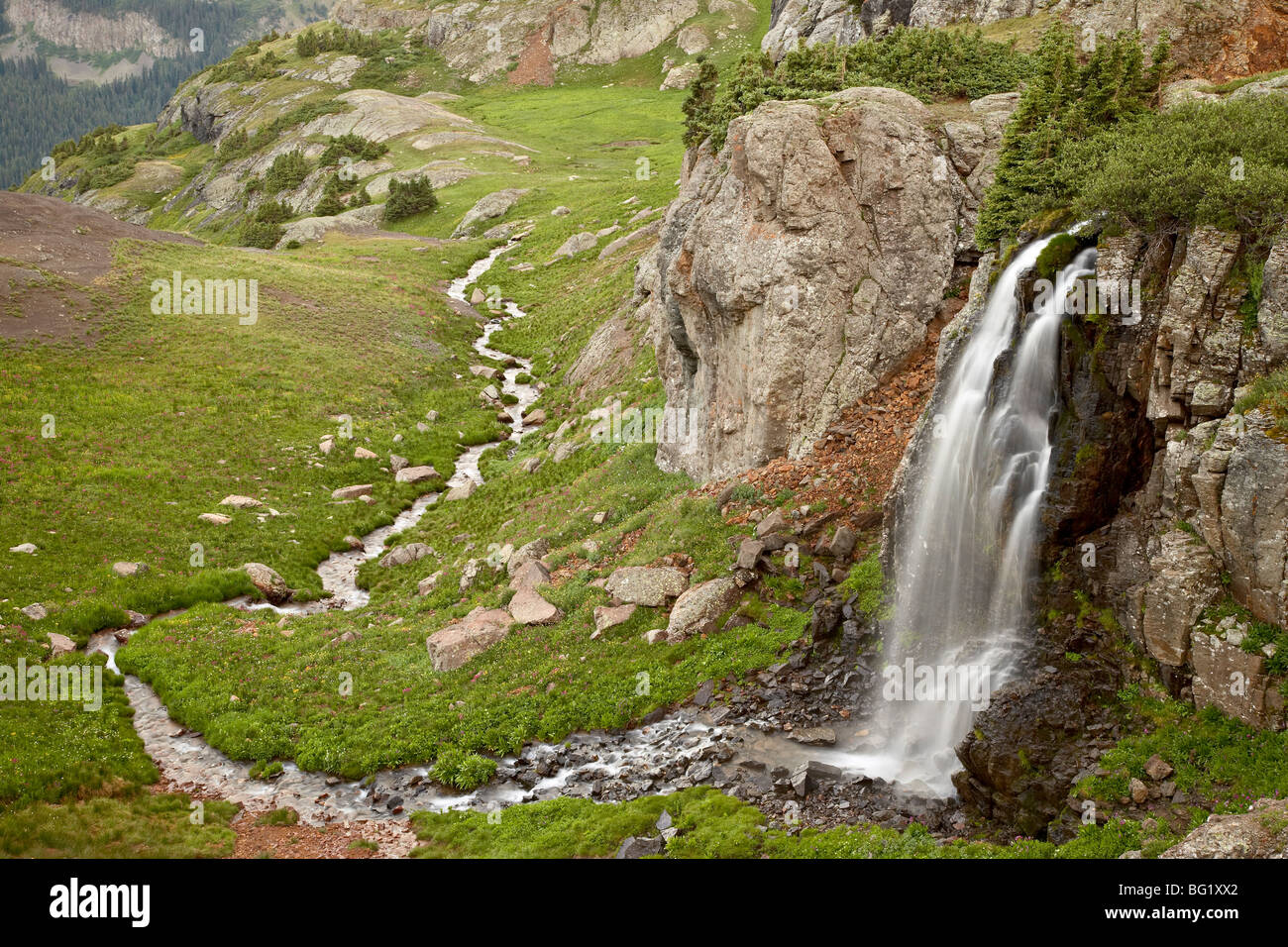Porphyry Basin Waterfall, San Juan National Forest, Colorado, United ...