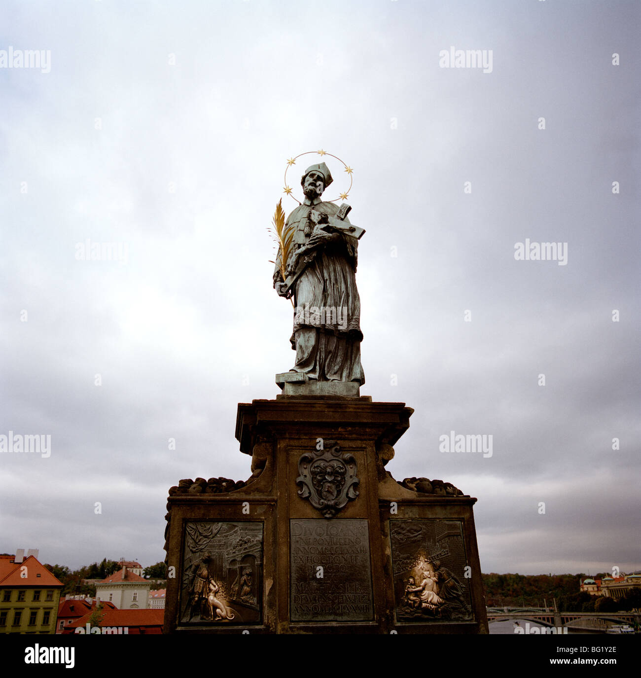 World Travel. Statue Saint John of Nepomuk on Charles Bridge in Prague ...