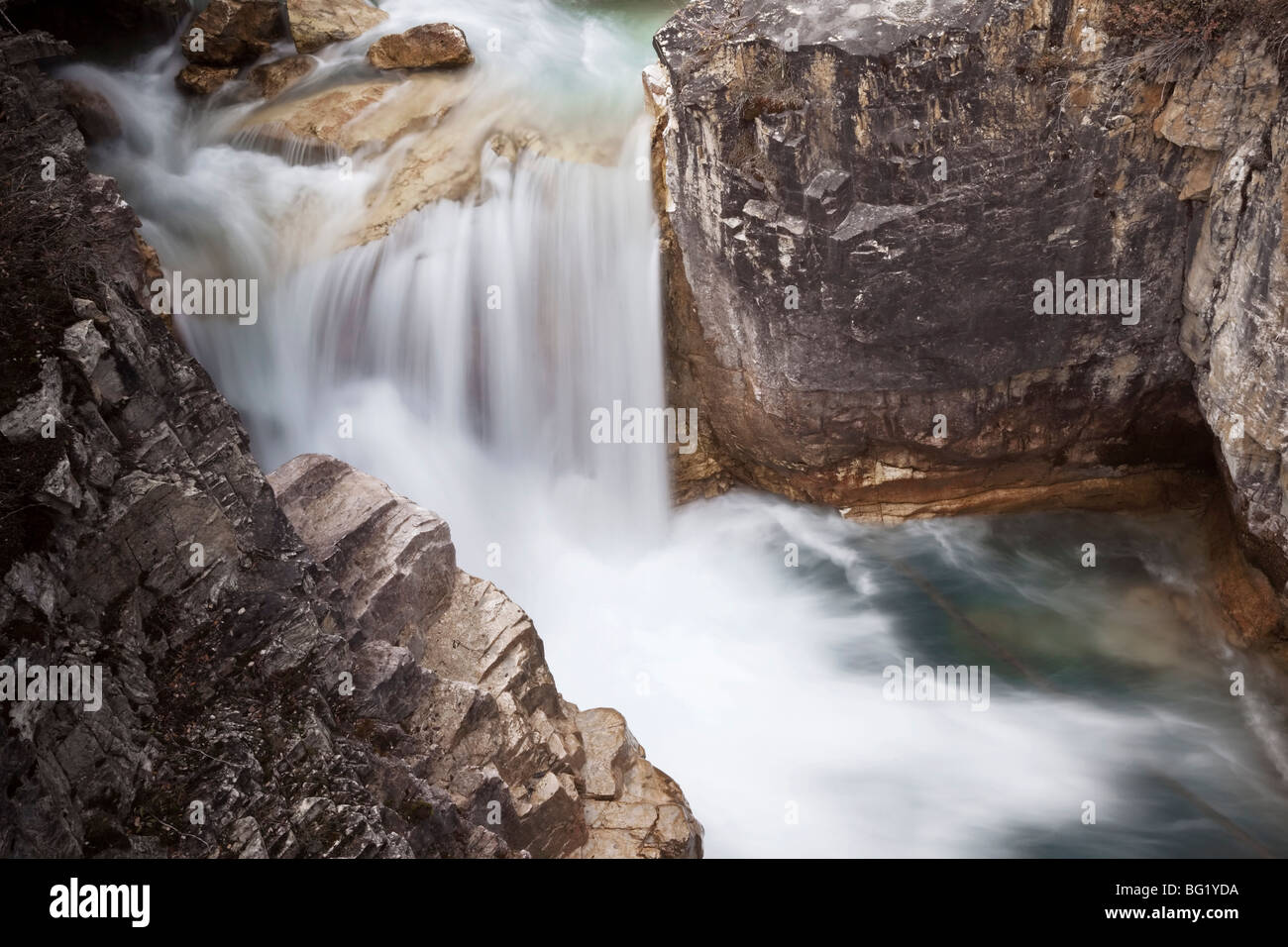 A water fall in Alberta's Marble Canyon Stock Photo - Alamy