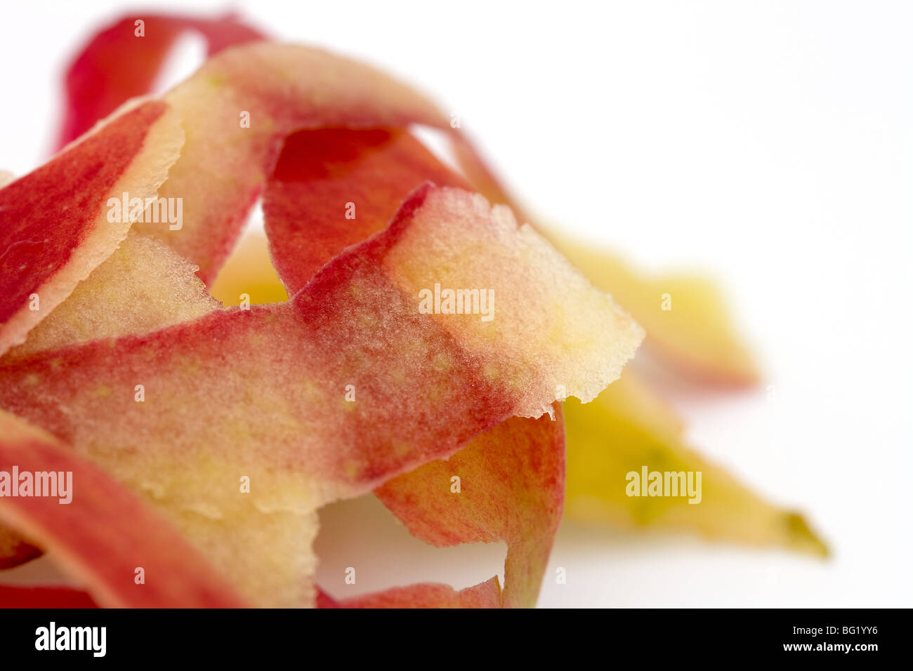 Red apple peel only. On white background Stock Photo - Alamy