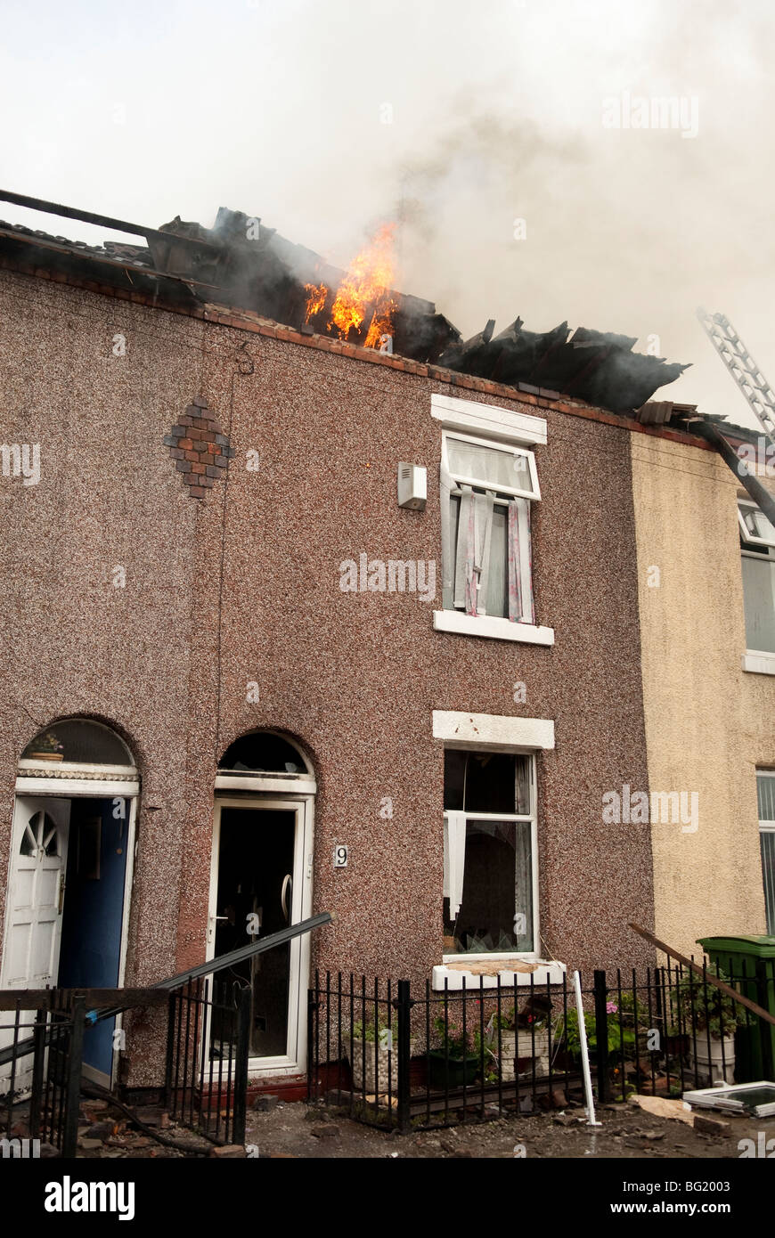 House destroyed by gas explosion and fire Stock Photo - Alamy