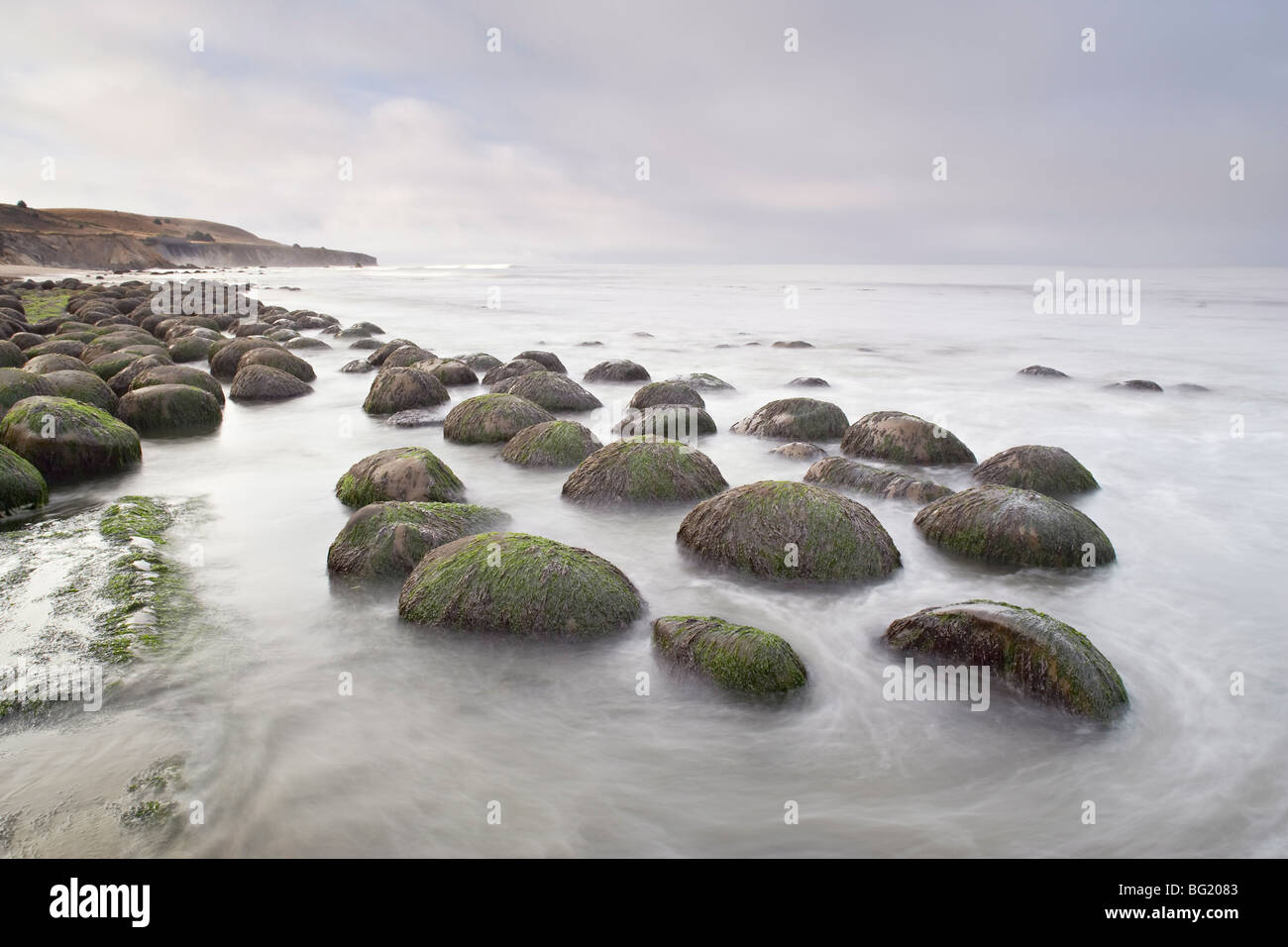 Boulders, known as Bowling Ballls, in the surf, Bowling Ball Beach ...