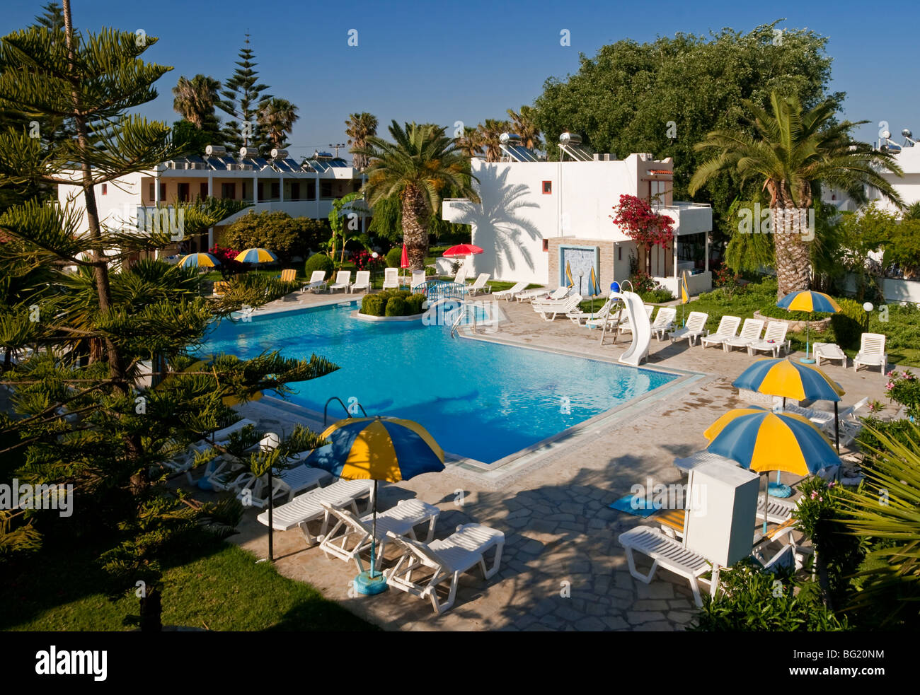 Holiday apartments and swimming pool on the Greek Island of Kos in the ...