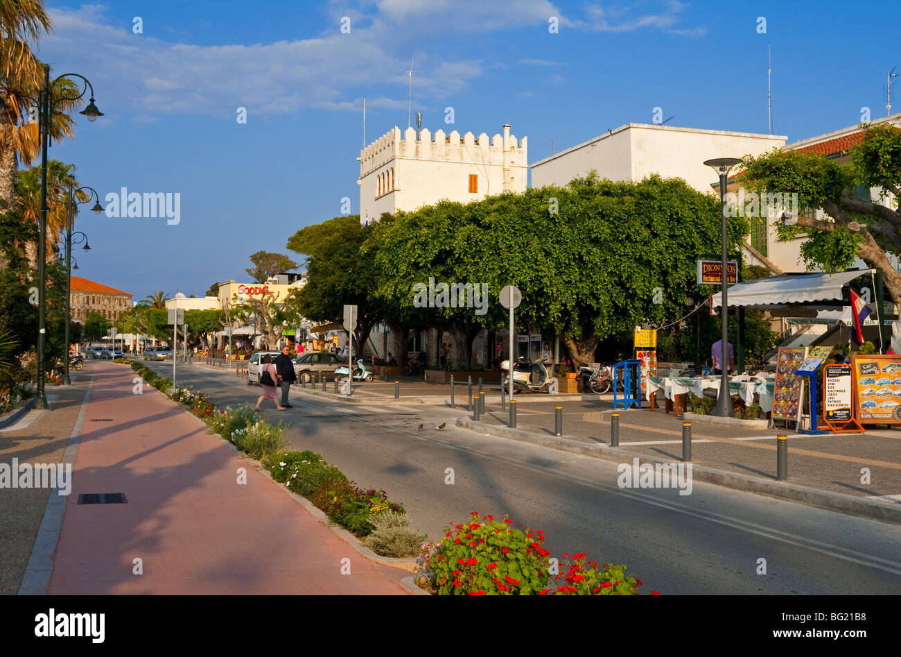 View of the main street in Kos Town on the Greek island of Kos in the ...