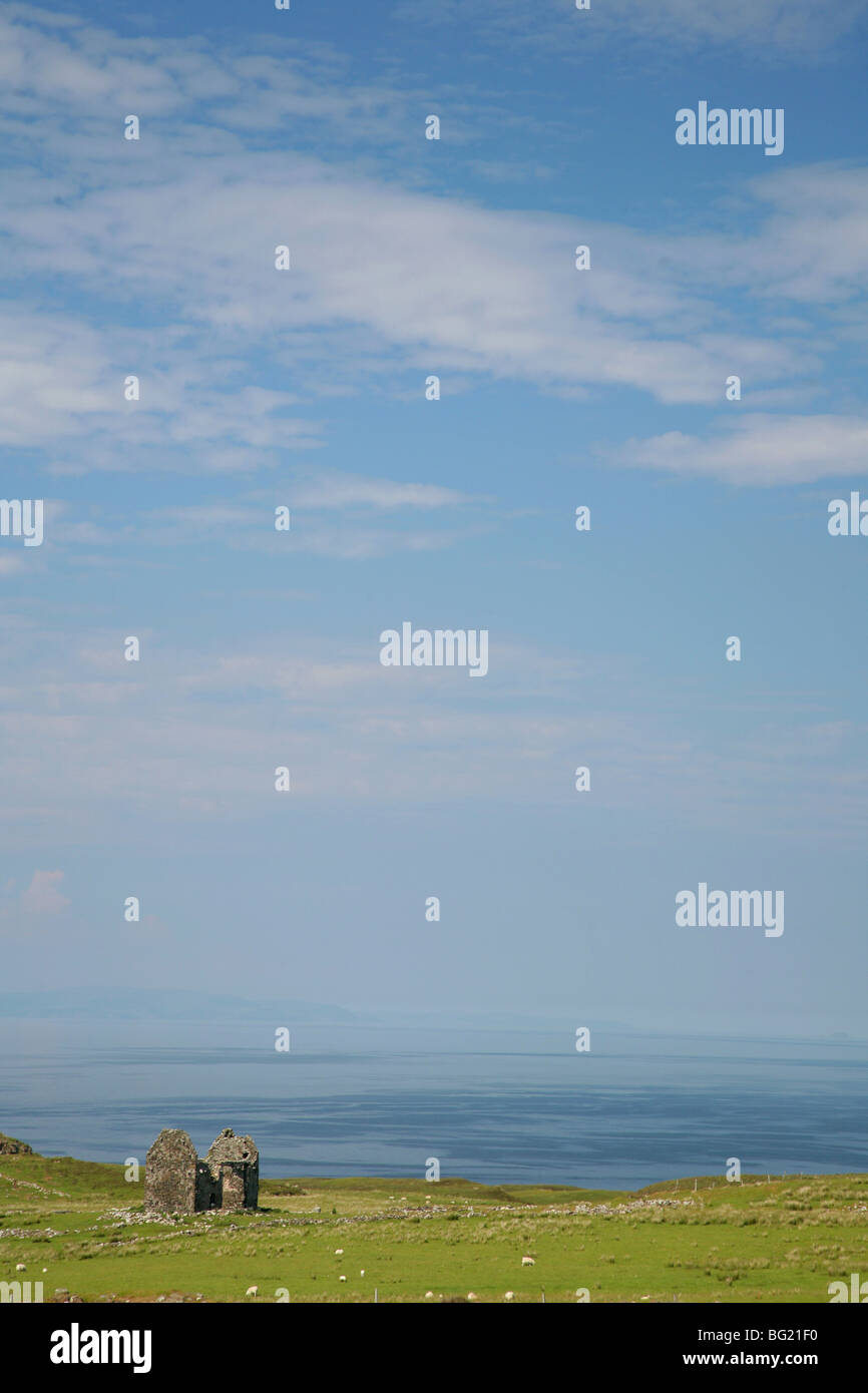 Abandoned, ruined stone farmhouse at Unish, Waternish Point, Isle of ...
