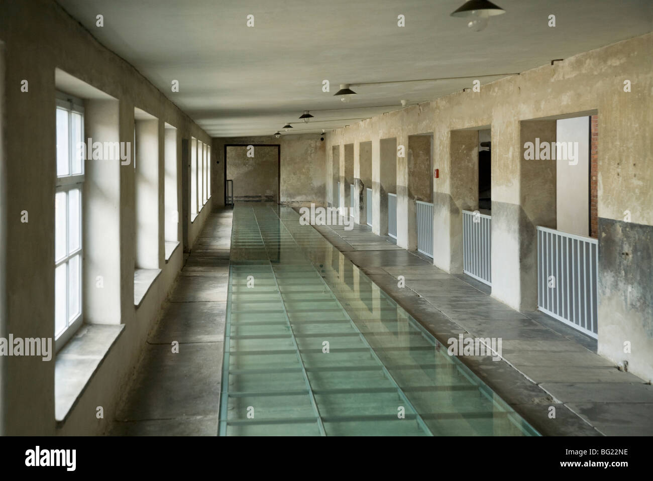 Corridor (see description box) within the buildings of Auschwitz II ...