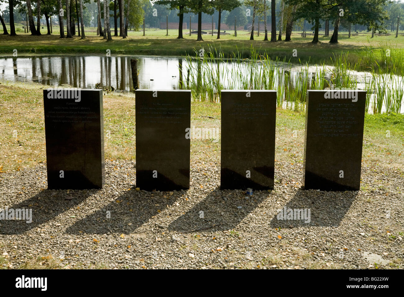 Memorial stones to the victims of the holocaust inside Birkenau ...