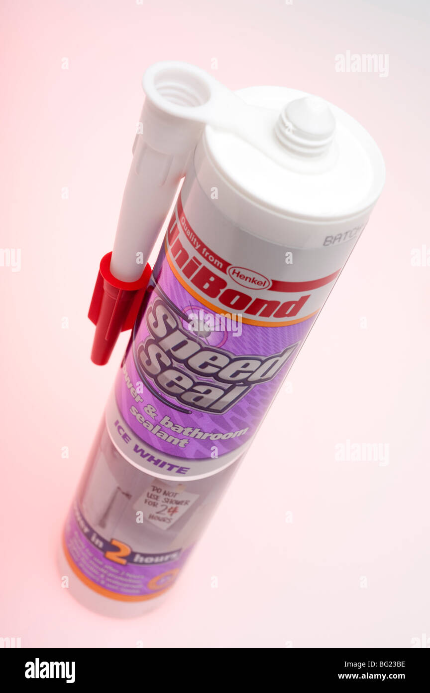 Unibond Speed Seal bathroom silicone sealant dispenser Stock Photo - Alamy