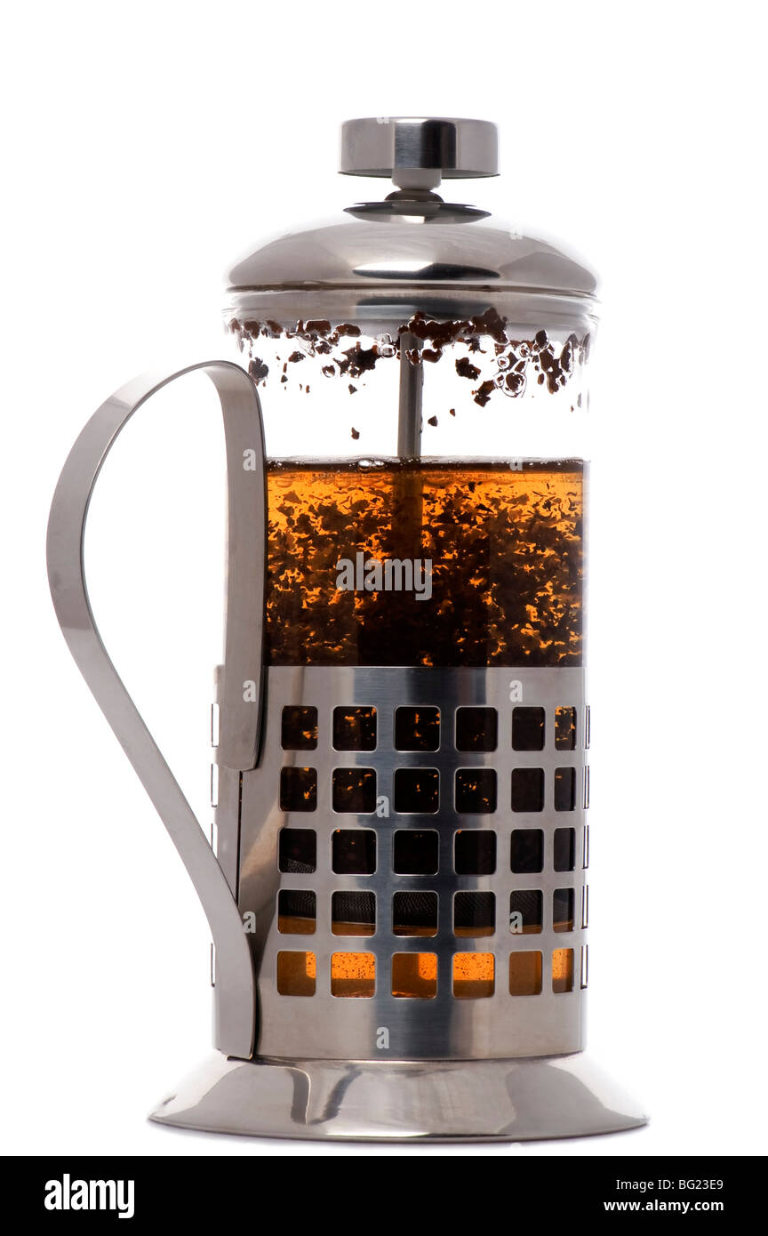 object on white - press coffee maker Stock Photo - Alamy