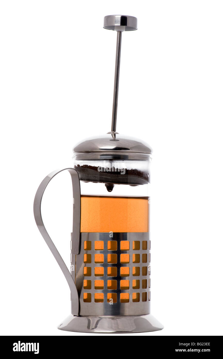 object on white - press coffee maker Stock Photo - Alamy