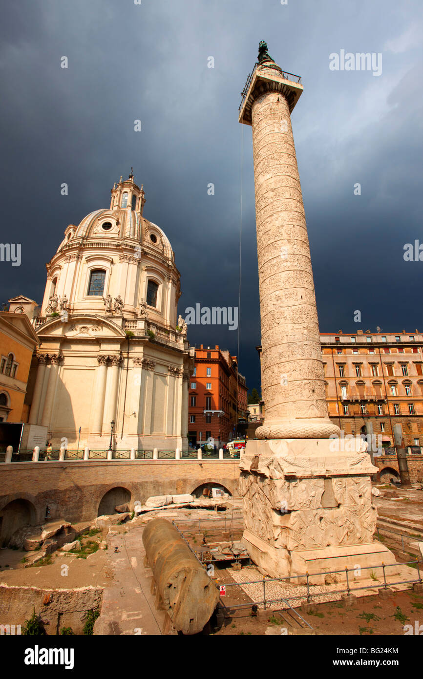 Columns of Emperors Trajan's Forum and Trajans Column . Rome Stock ...