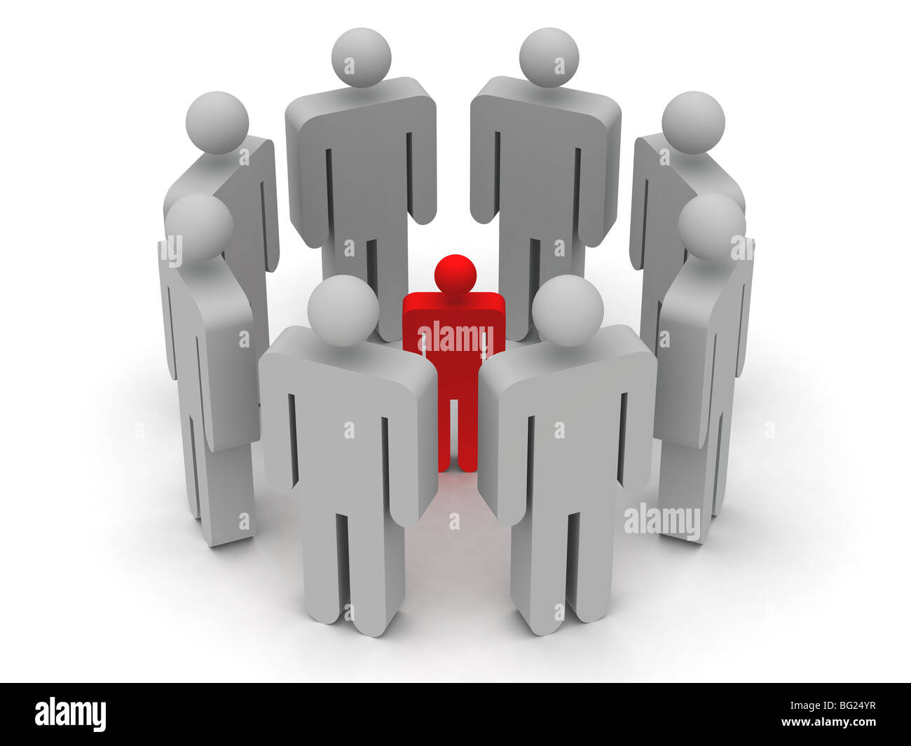 digital render of a small red figure in a circle of big figures Stock ...