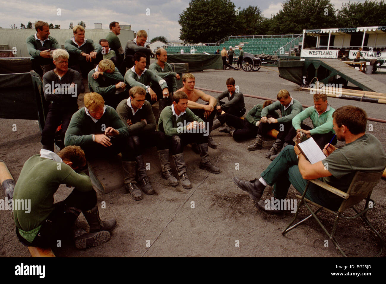 Members of the Fleet Air Arm analyse their last run during practice for ...