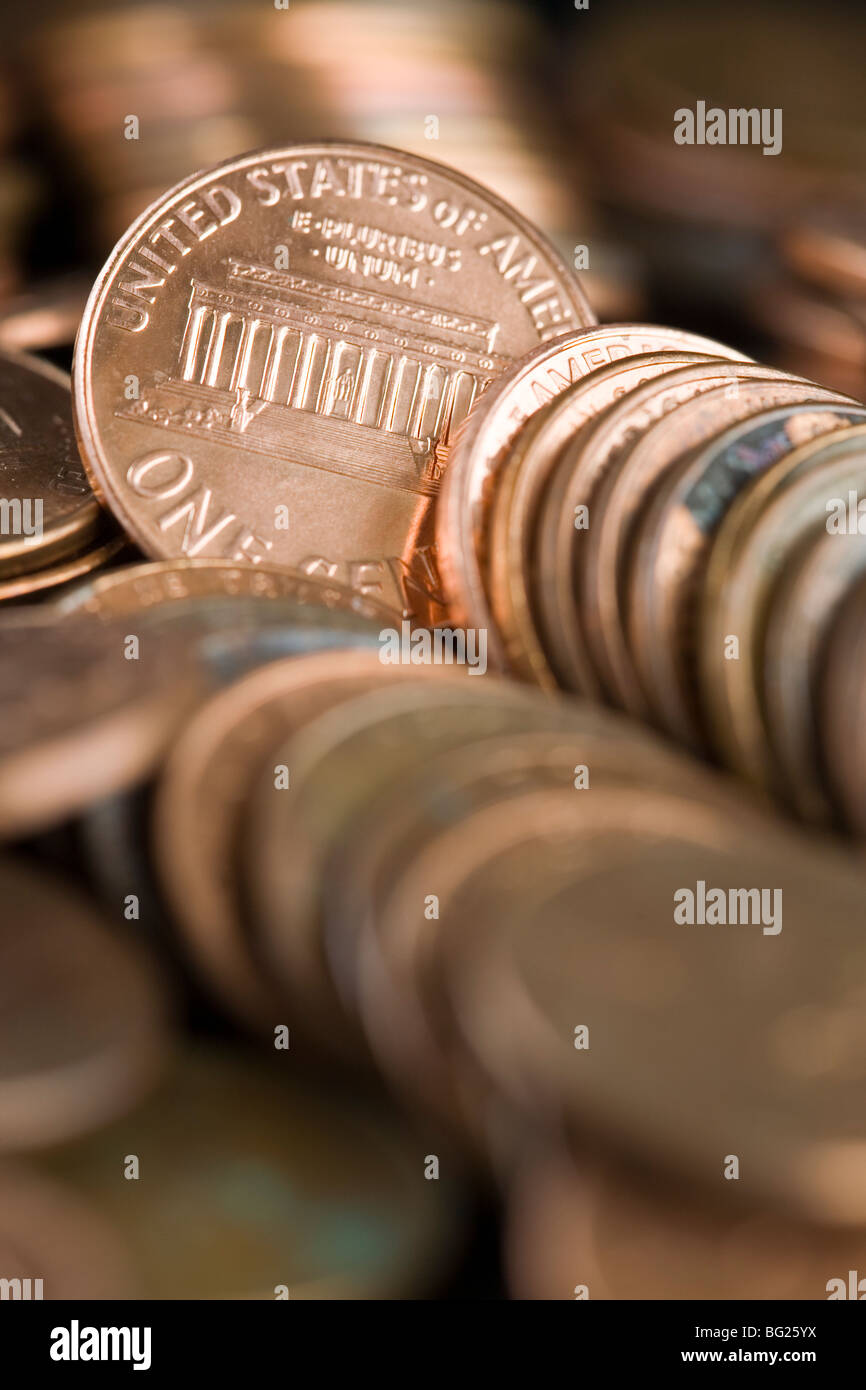 Pennies penny stack stacked hi-res stock photography and images - Alamy