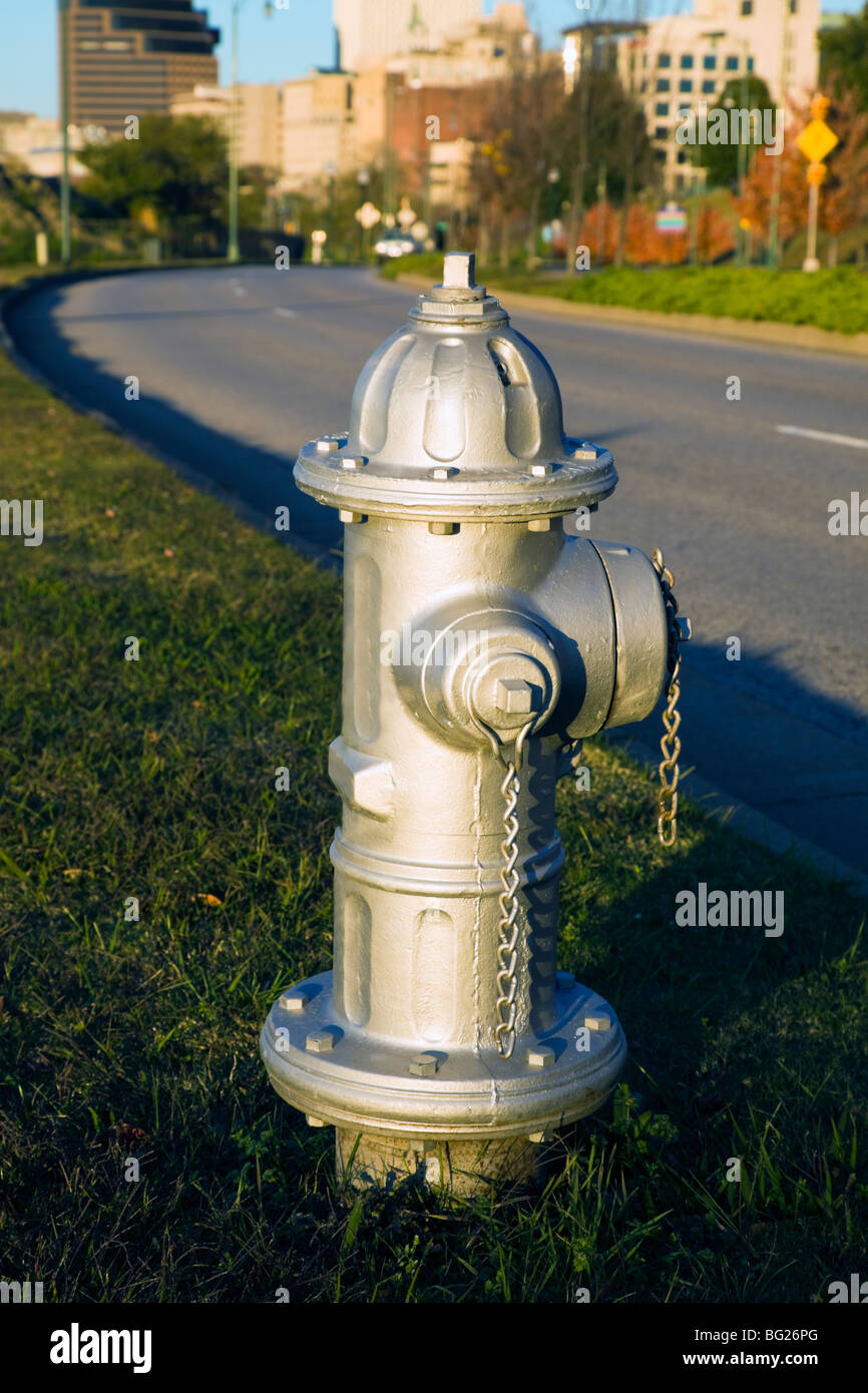 Silver Fire Hydrant seen in Memphis Stock Photo - Alamy