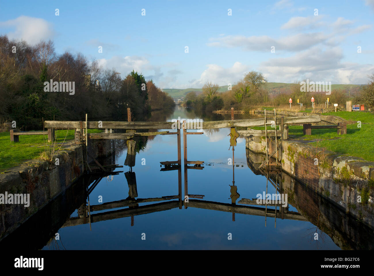 The derelict lock gates of the Ulverston Canal, Cumbria, England UK ...