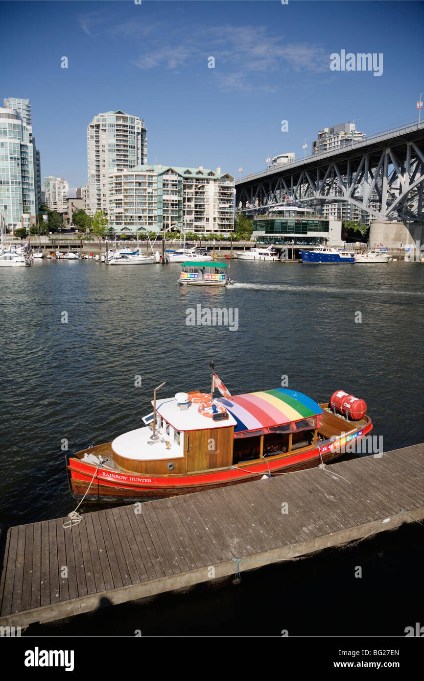 Aquabus's antique "Rainbow Hunter" ferry docked at Granville Island ...