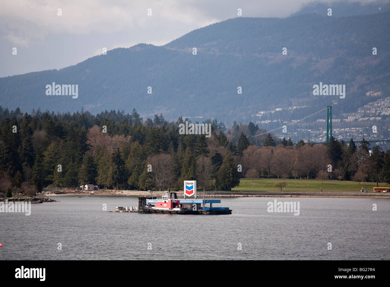 Marine fuel station in Burrard Inlet, Vancouver, British Columbia ...