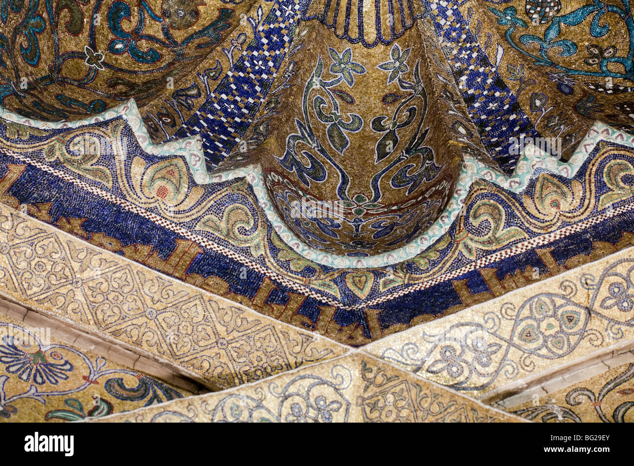 detail of mosaic decoration of dome of bay in front of mihrab, Great ...