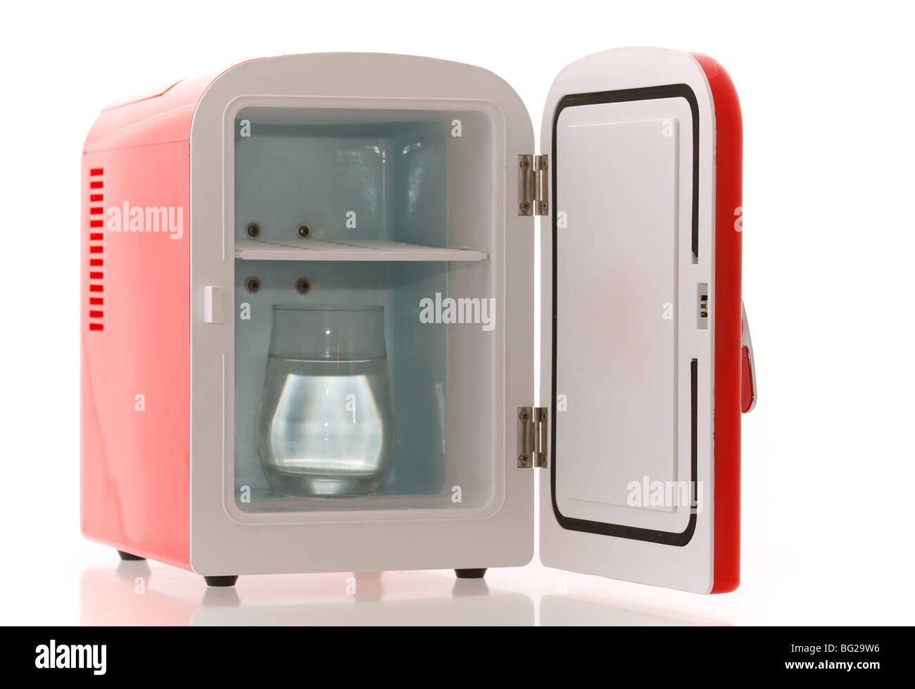 Shiny bright red miniature fridge Stock Photo - Alamy