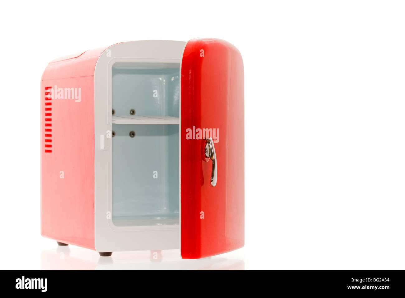 Shiny bright red miniature fridge Stock Photo - Alamy