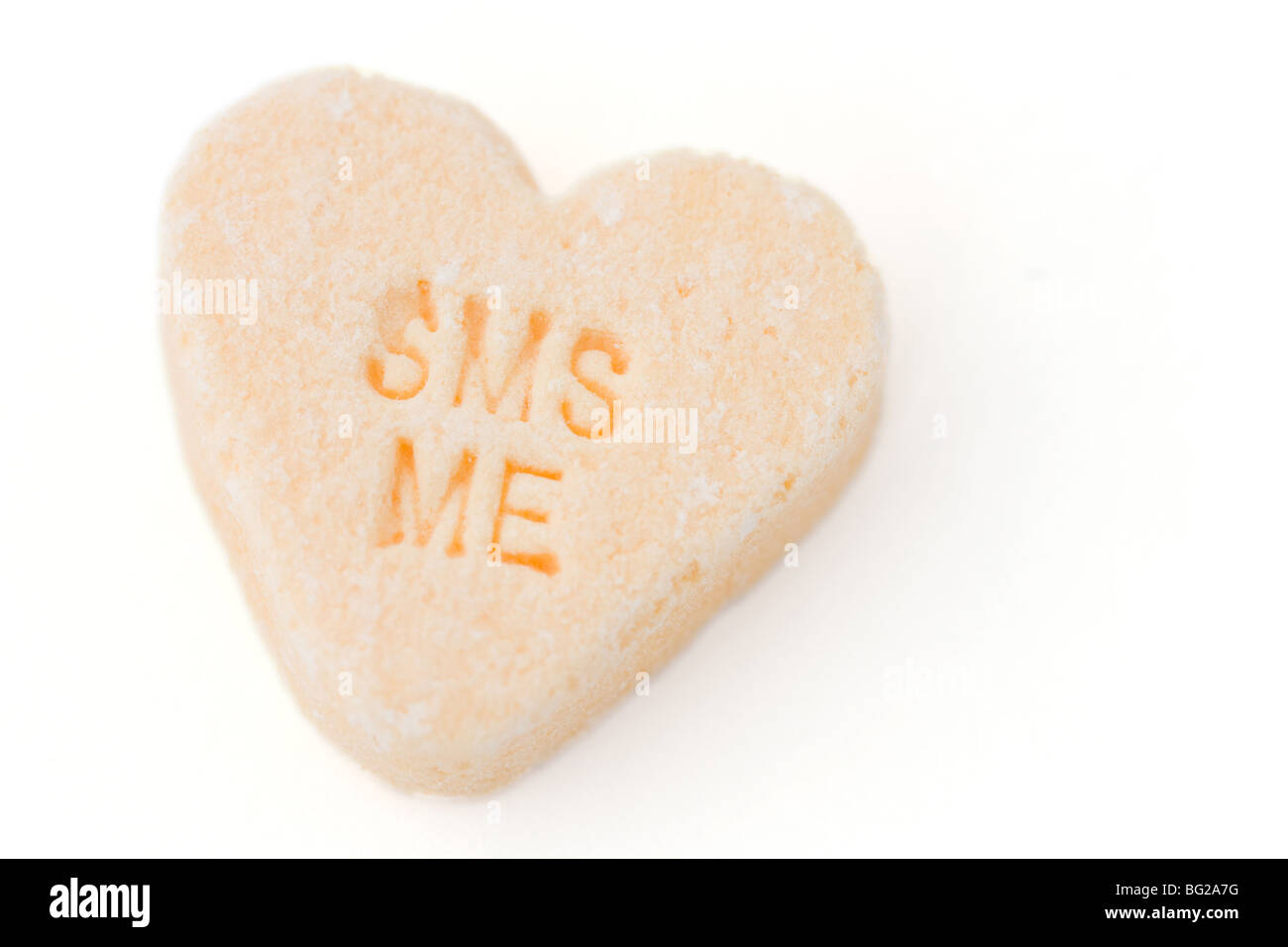 Candy Heart saying SMS ME- Clipping path included Stock Photo - Alamy