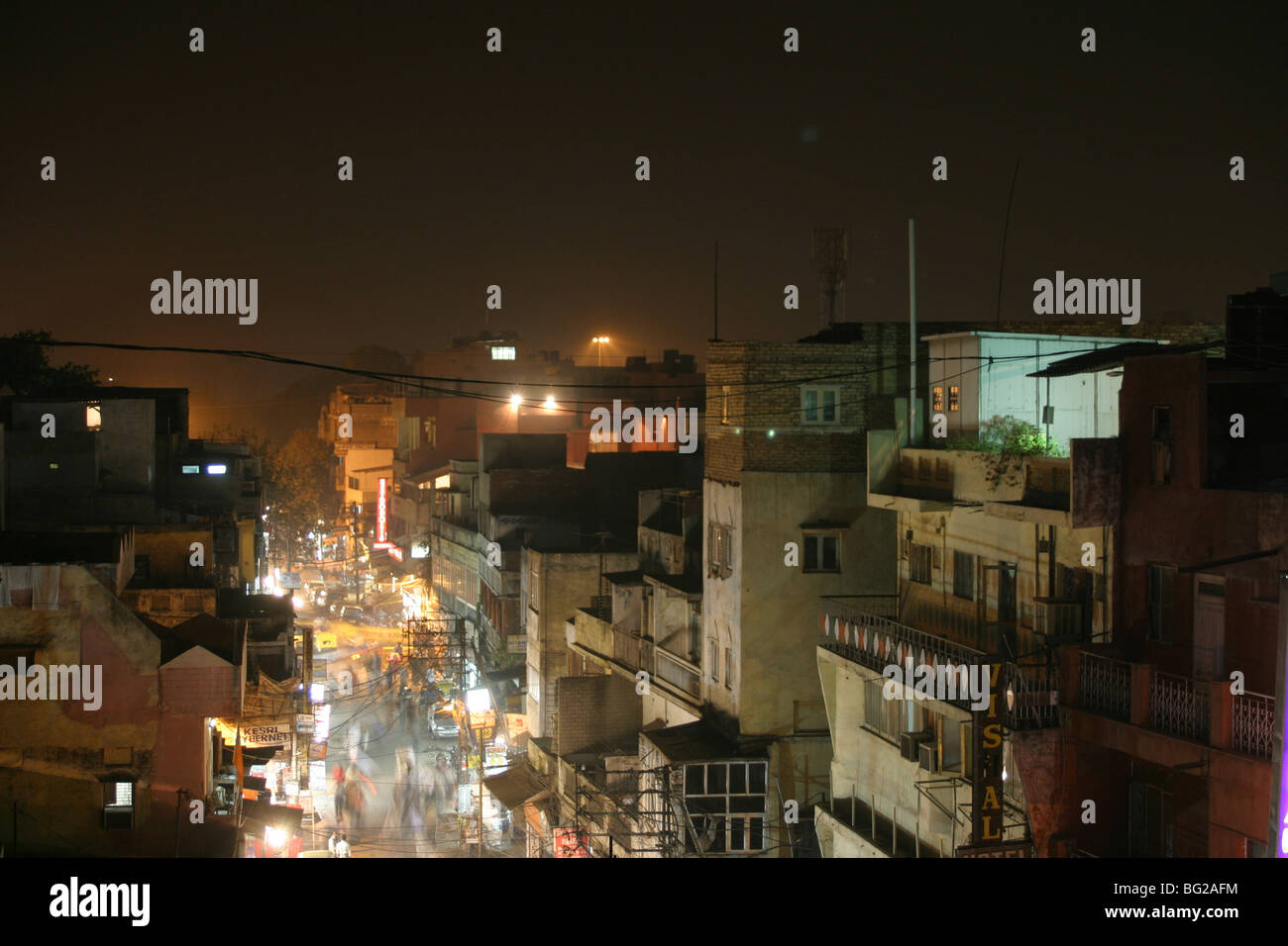 Night scene above the rooftops in Delhi Stock Photo - Alamy